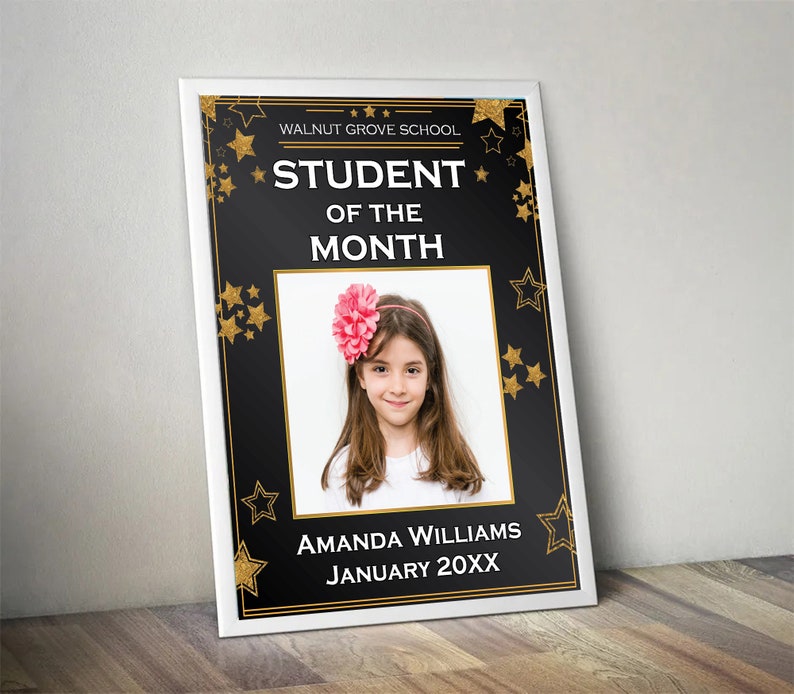 Student of the Month Printable Certificate Template Black, Editable ...