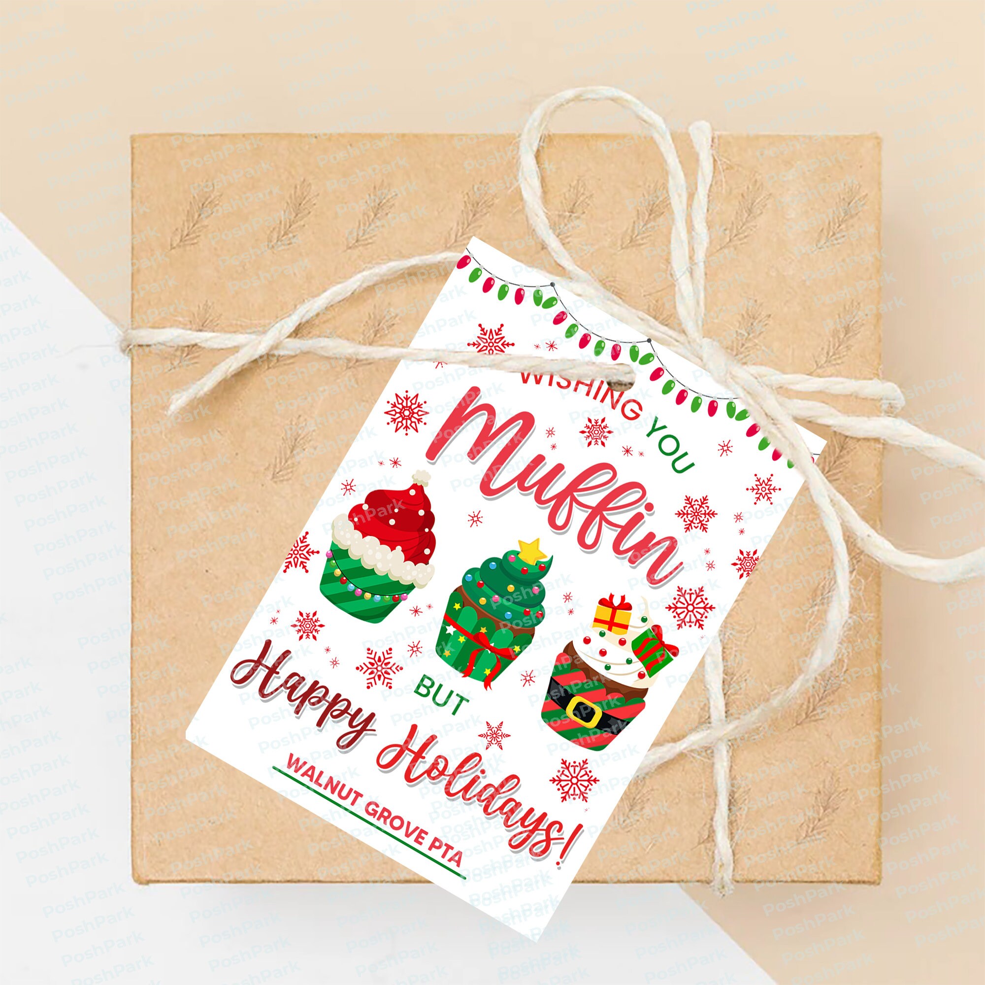 Editable Christmas Holiday Gift Tags Wishing You Muffin - Etsy