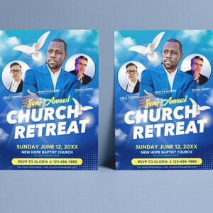 DIY Church Flyer Template, Blue Church Flyer EDITABLE - Etsy