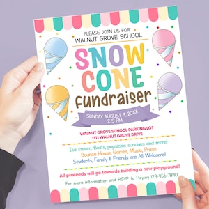 Editable Snow Cone Fundraiser Flyer, PTO PTA School Flyer, School ...
