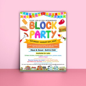 EDITABLE Block Party Invitation, Neighborhood Bbq Picnic Summer Party ...