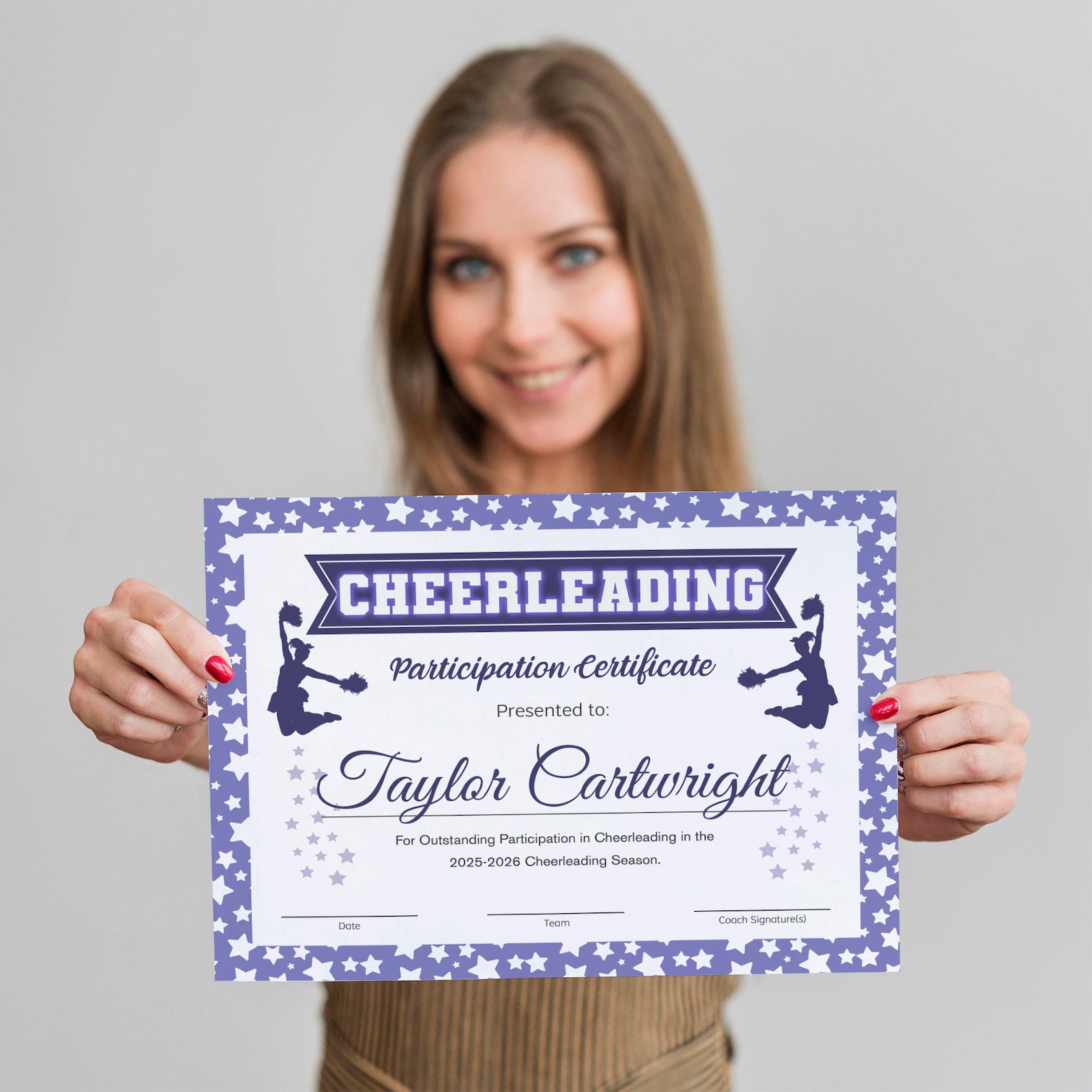 EDITABLE Cheerleading Certificate Template Purple DIY - Etsy