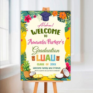 Editable Luau Graduation Welcome Sign 2023 Template, Tropical ...
