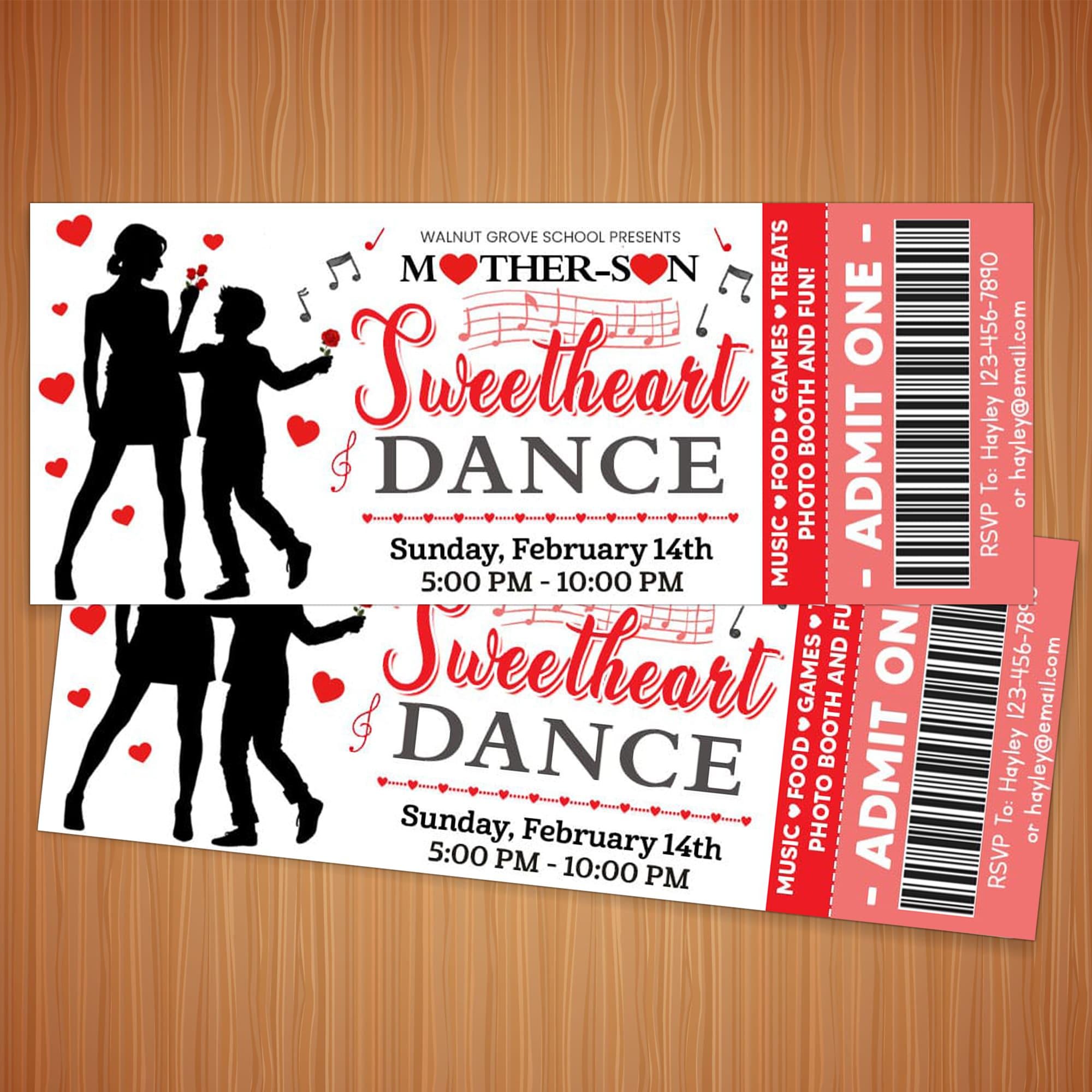 Editable Mother Son Sweetheart Dance Ticket and Flyer Bundle Template ...