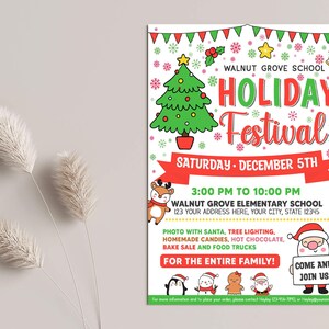 Editable Holiday Festival Flyer Template, PTO PTA Christmas Event, Xmas ...