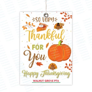 Editable Thankful Grateful for You Thanksgiving Gift Tags, Fall Gift ...