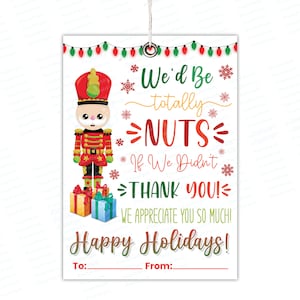 Printable Christmas Nut Gift Tags, PDF Christmas Nuts Favor Tags, Staff ...