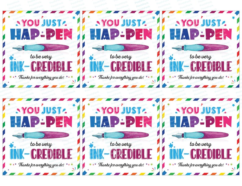 PDF Pen Gift Tag Hap-pen to Be Very Ink-credible Teacher Gift - Etsy