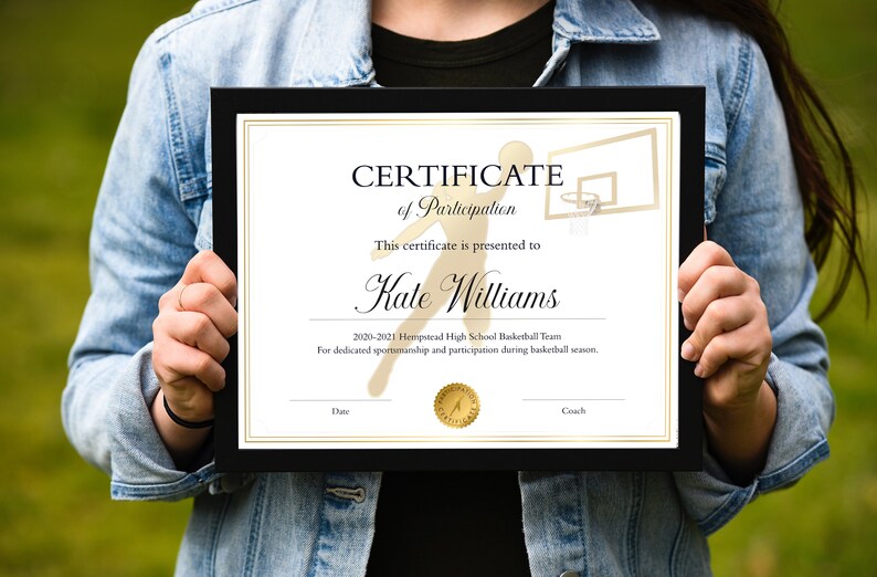 Editable Girls Basketball Certificate of Participation Template ...