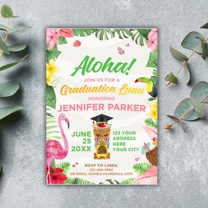 Editable Luau Graduation Party Invitations, Luau Graduation Party ...