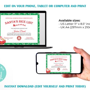 Nice List Certificate Printable, Santa Template, Christmas Nice List ...