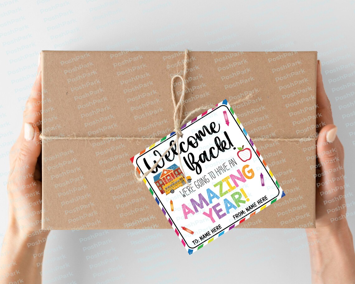 EDITABLE First Day of School Gift Tag Template, Colorful Welcome Back ...