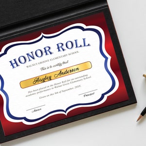Editable Honor Roll Award Certificate Set of 4, DIY Student Award ...
