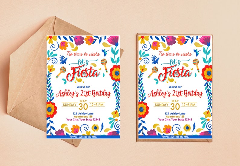 Fiesta Birthday Party Invitation Template Editable Fiesta - Etsy