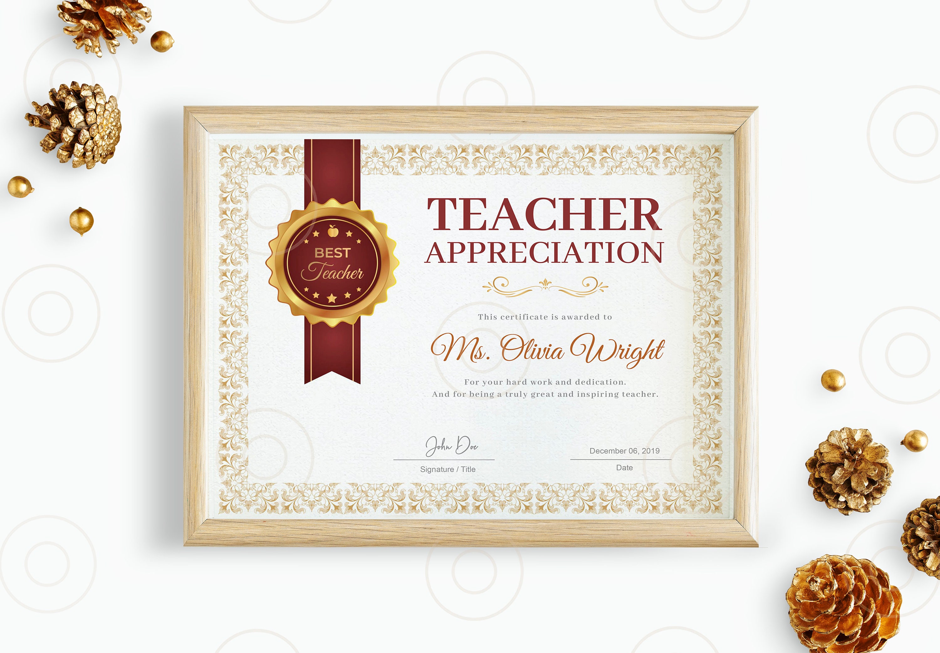 Teacher Appreciation Award Certificate Template Teacher Gift | Etsy