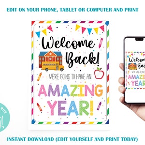 EDITABLE Back to School Welcome Sign Template, Welcome Back to School ...