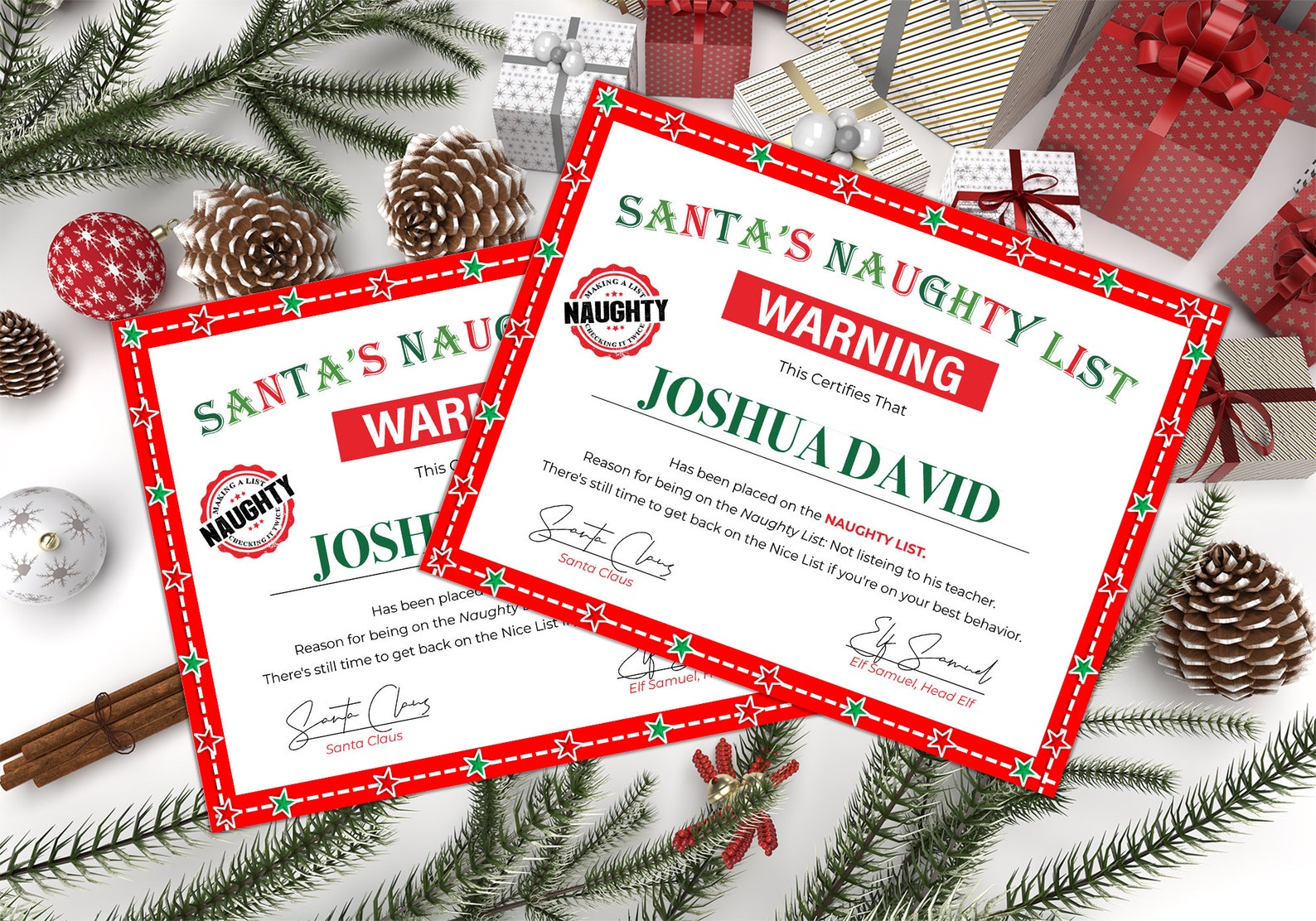 Downloadable Naughty List Warning Santa Naughty List - Etsy