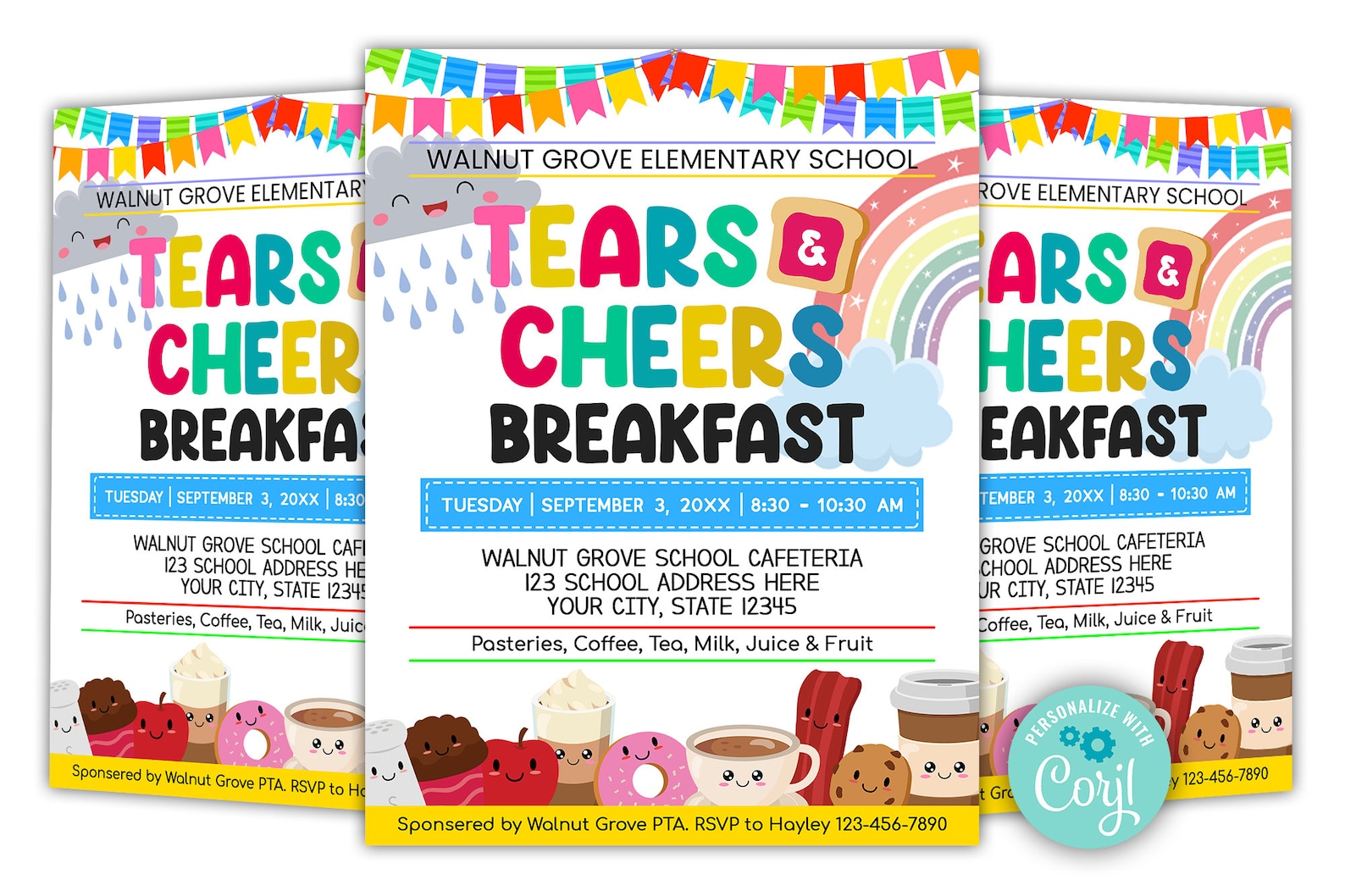 EDITABLE Tears and Cheers Breakfast Invitation Back to School - Etsy