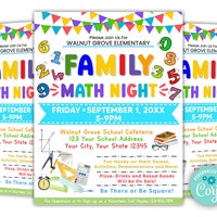 Editable Family Math Night Flyer: School Event Poster (digital Download ...