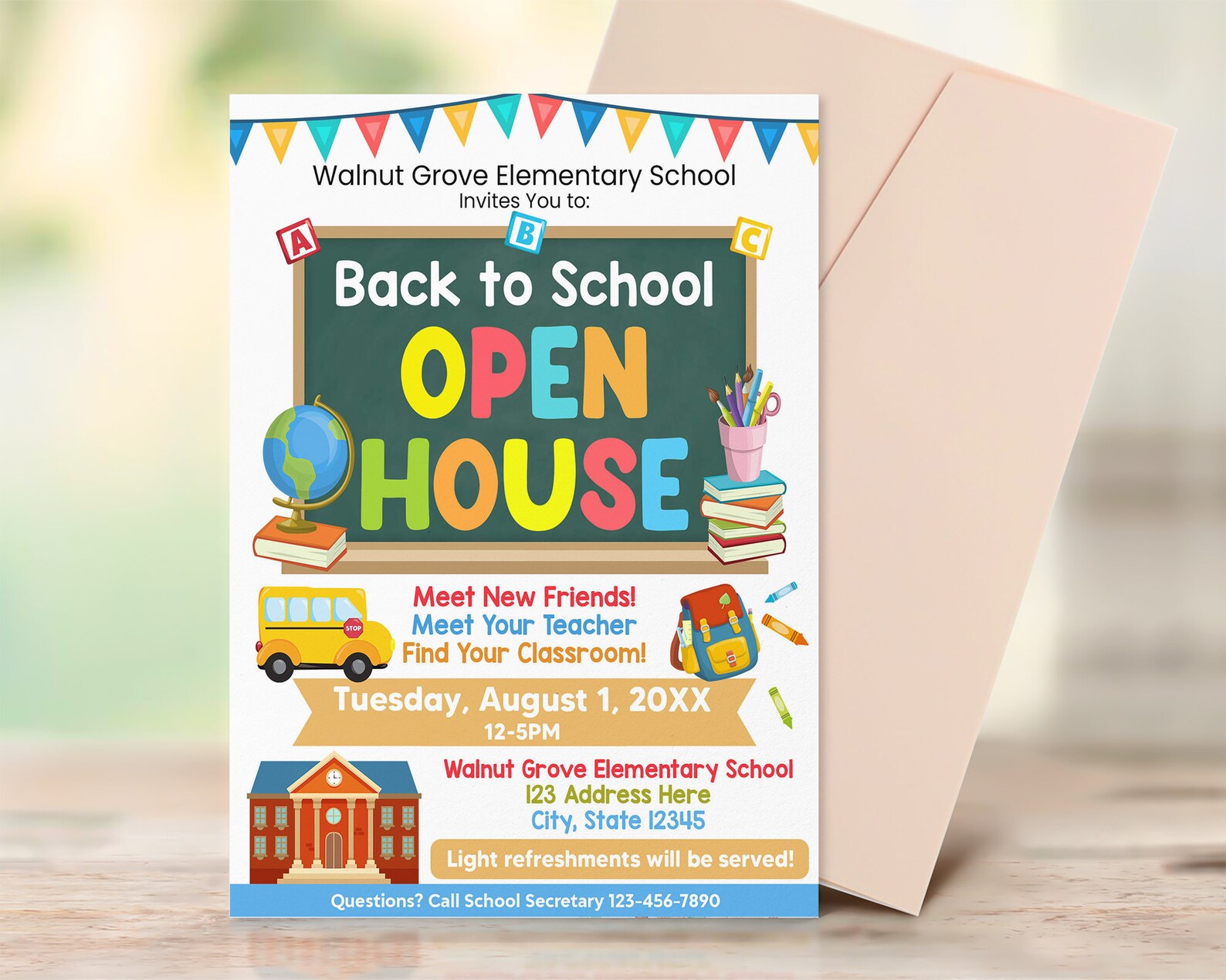 Back to School Open House Flyer Template, PTA PTO Flyer, School ...