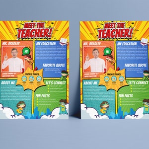 Meet the Teacher Template Superhero Theme, Photo Teacher Letter ...