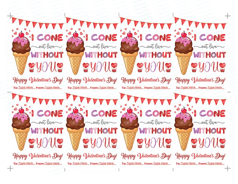 Sweet Valentines Day Favor Gift Tags, Happy Valentines Day, I Cone Not ...