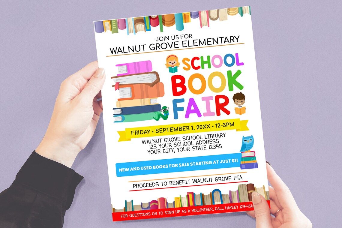 EDITABLE Book Fair Flyer Template Colorful School Fundraiser - Etsy