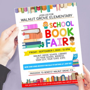 EDITABLE Book Fair Flyer Template, Colorful School Fundraiser Flyer ...