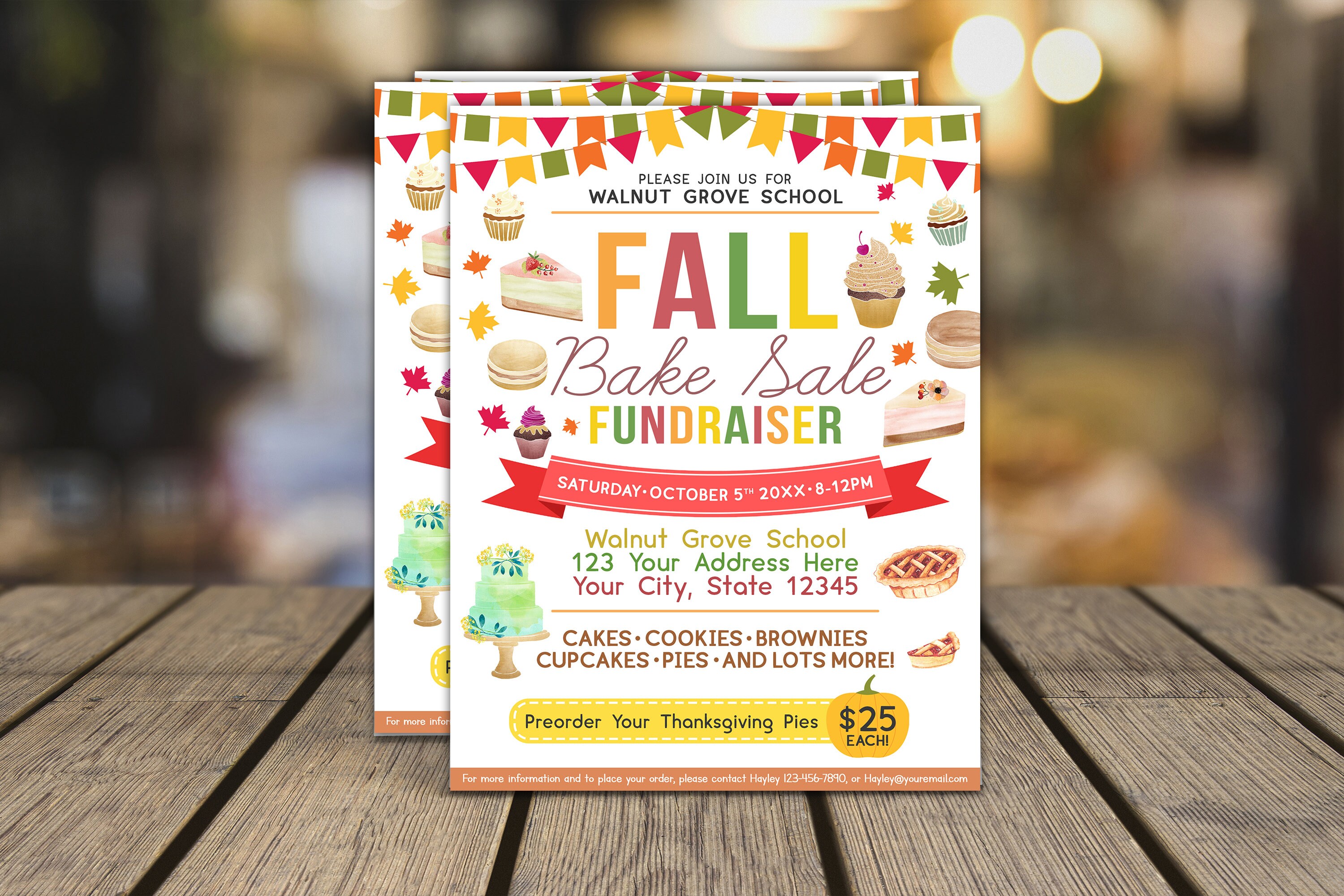 Editable Fall Bake Sale Flyer, Printable Halloween Invite, Community ...