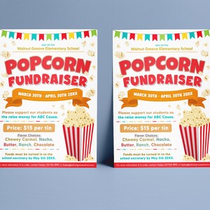 Editable Popcorn Fundraiser Flyer, School Pto Pta Church Fundraiser ...