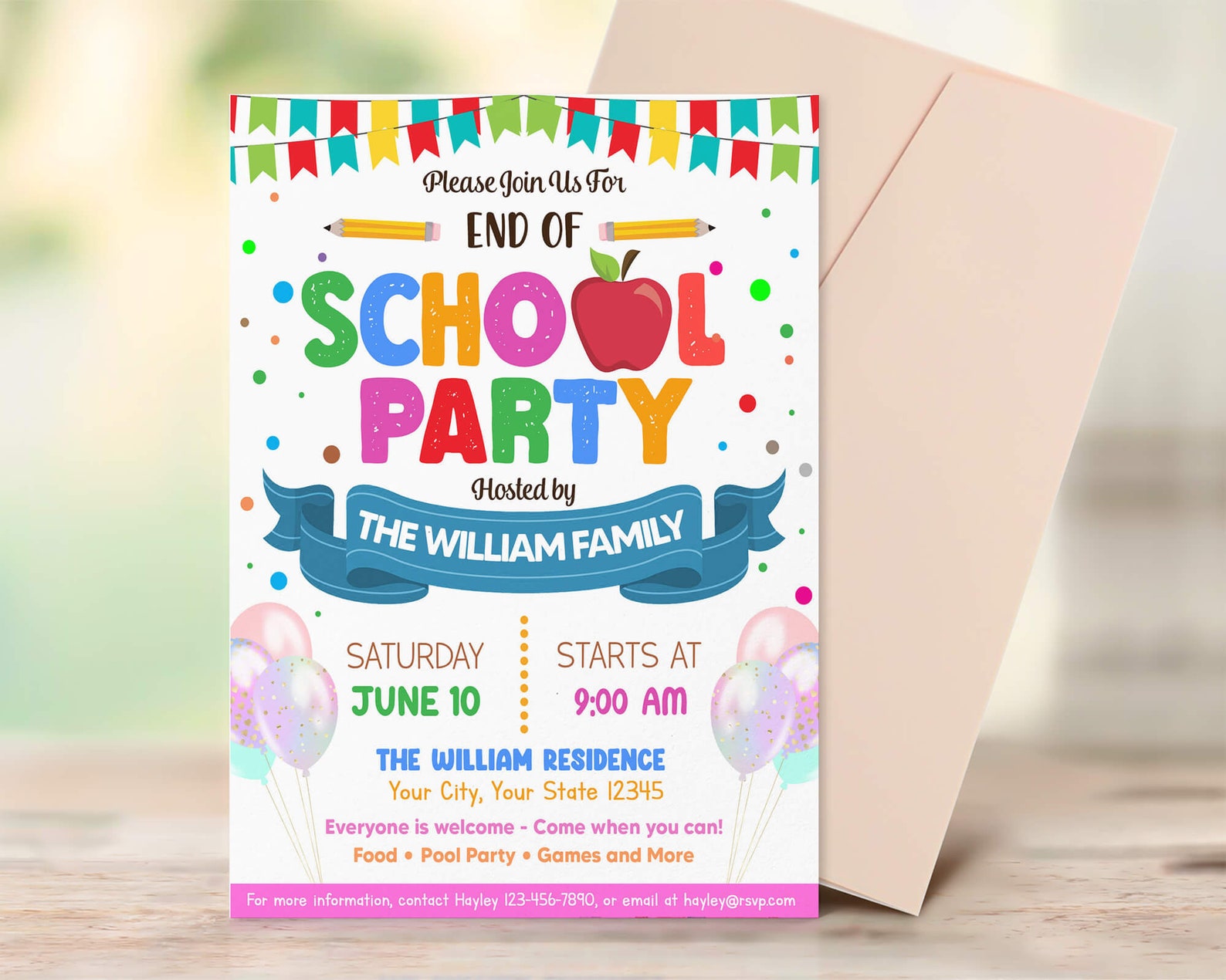 End of School Party Invitation, Last Day of School Party Invite ...