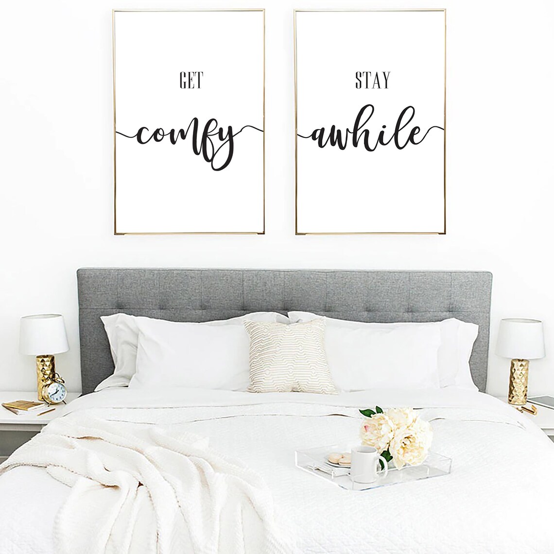 Get Comfy Printable Set of 2 Quote Guest Room Decor Stay - Etsy