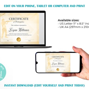 Editable Shooting Certificate Template for Boys, DIY Marksmanship ...