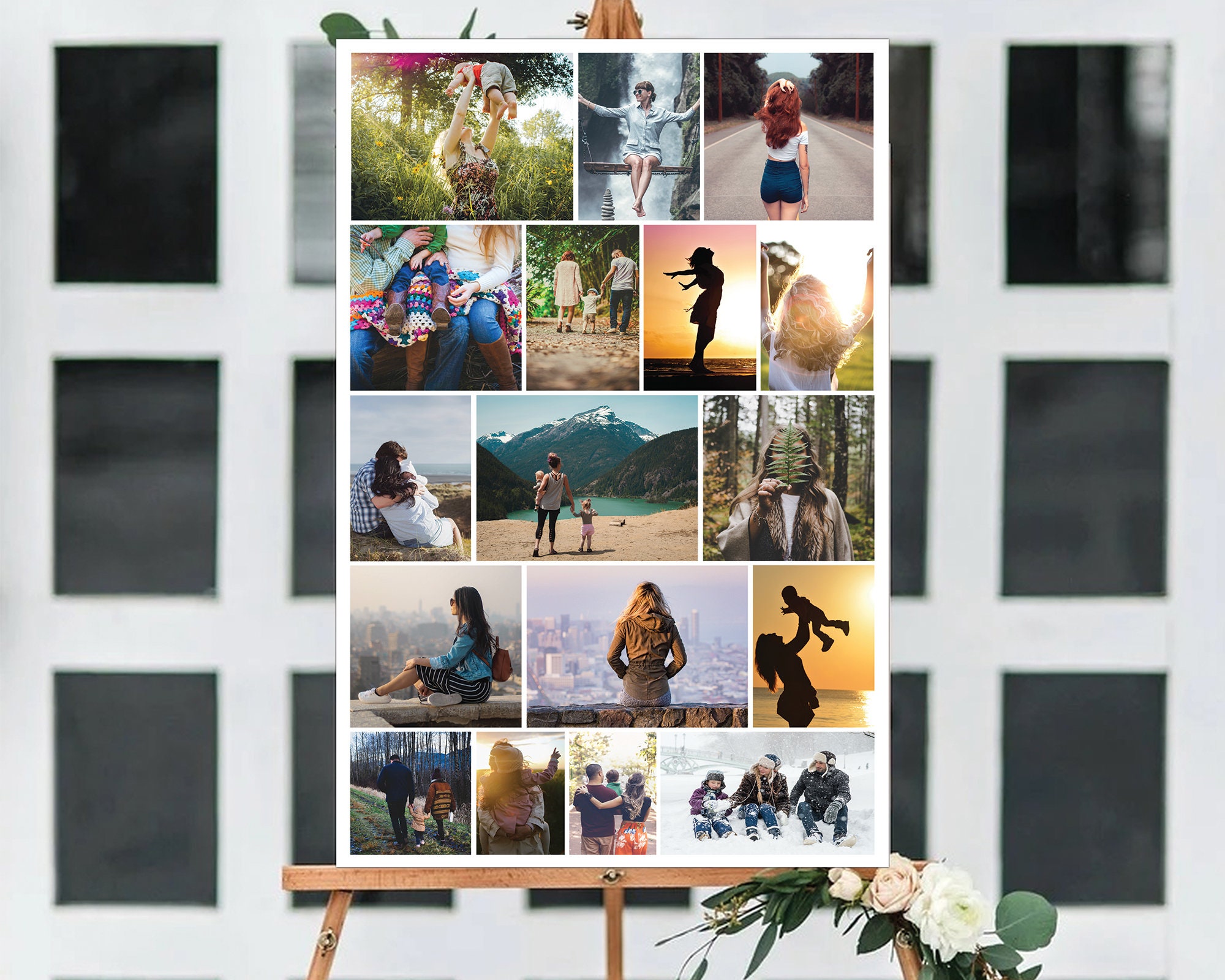 Editable Photo Collage Welcome Sign Template, Poster Photo Display Set ...