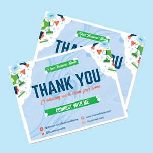 Cleaning Business Thank You Card Template Blue | Printable Cleaning ...