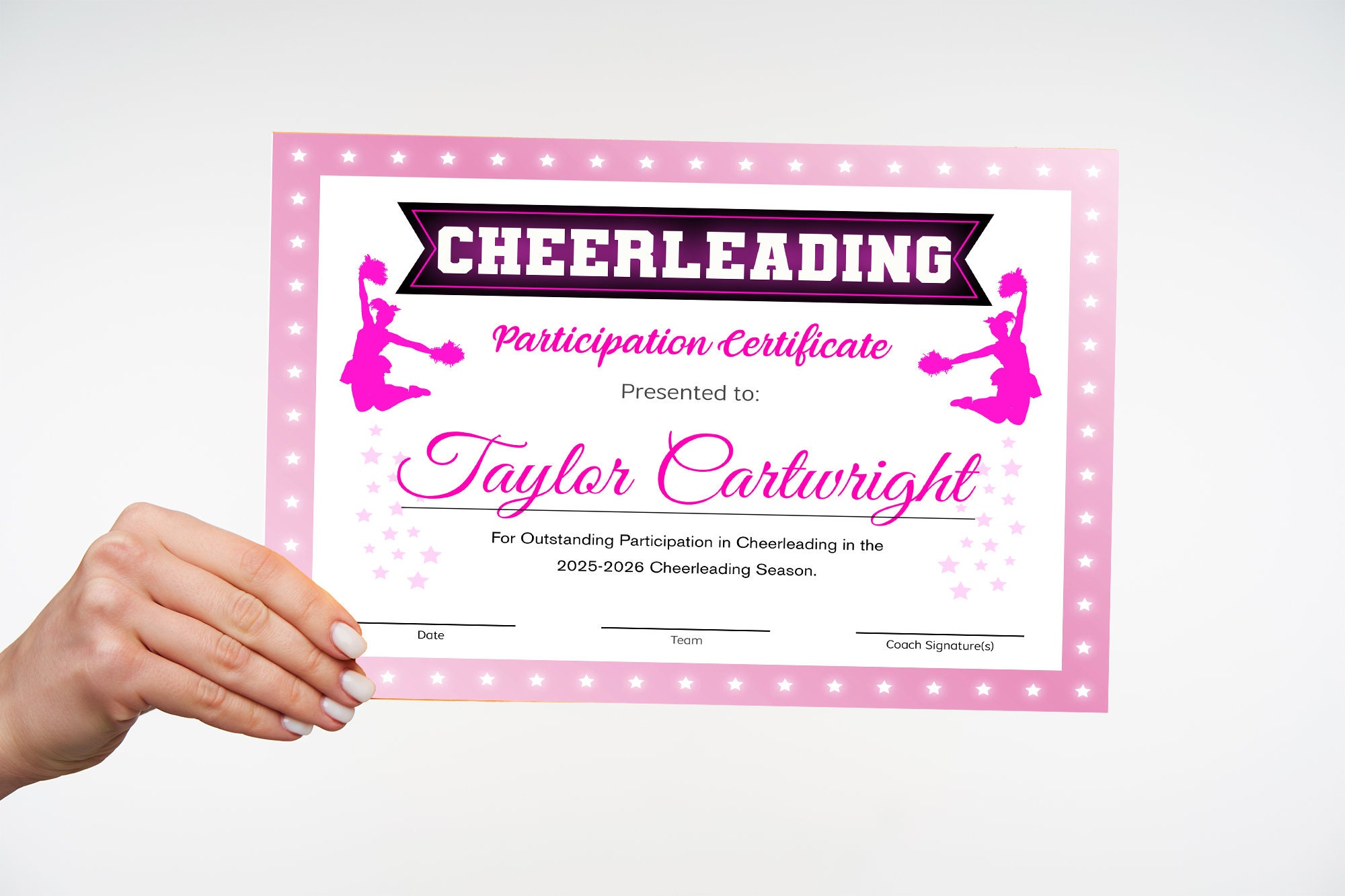 EDITABLE Cheerleader Certificate Cheerleading Award - Etsy