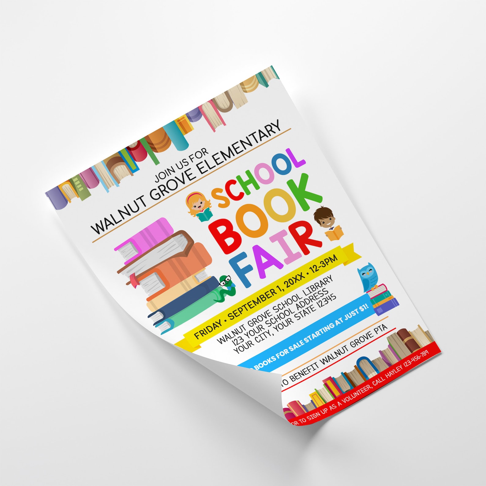 EDITABLE Book Fair Flyer Template Colorful School Fundraiser - Etsy