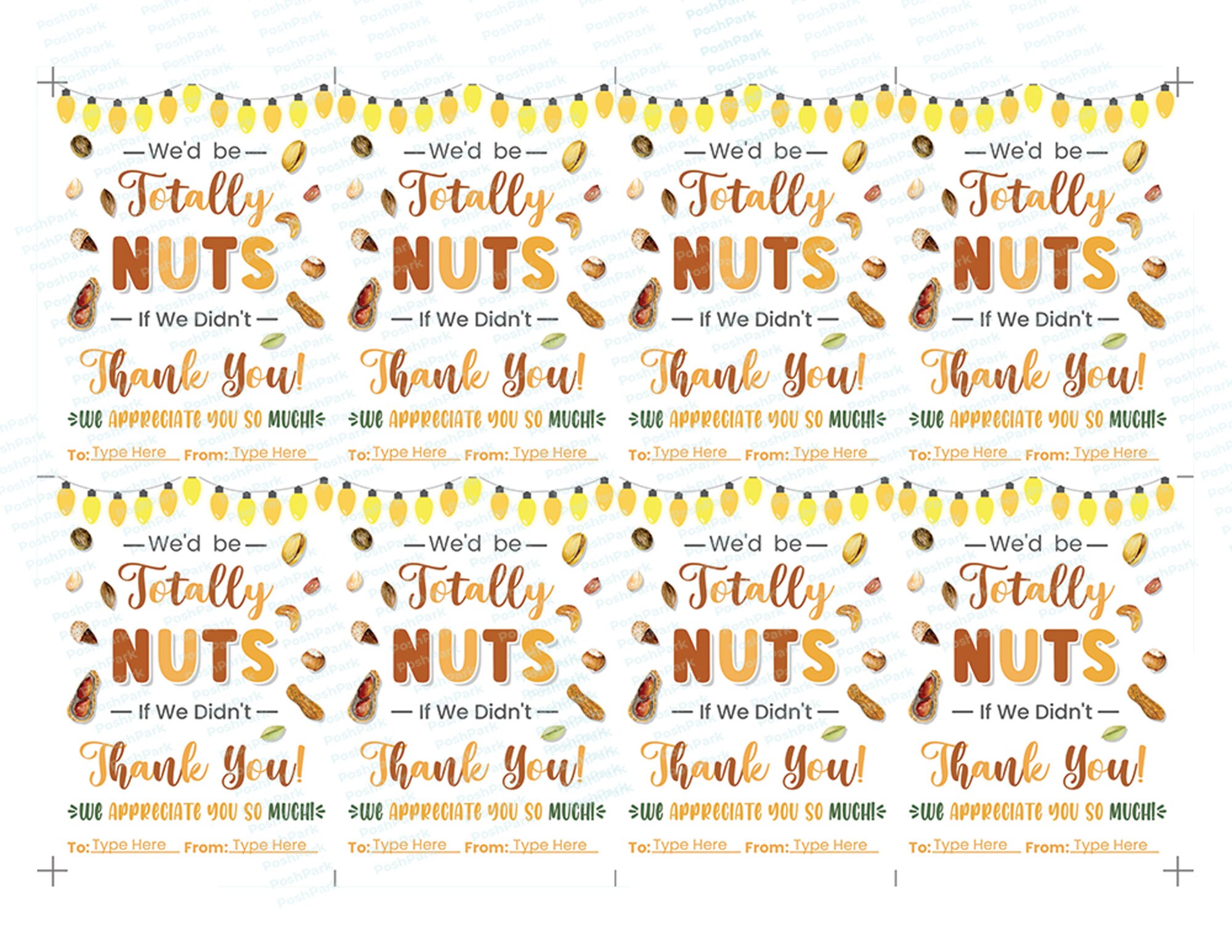 Editable Nut Tags, We'd Be Totally Nuts If We Didn't Thank You, School ...
