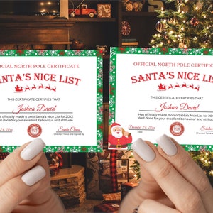 Nice List Certificate Printable, Custom Mini Santa Claus Letter ...