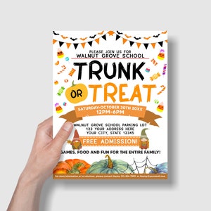Editable Trunk or Treat Invite, School Neighborhood Church Trunk or ...