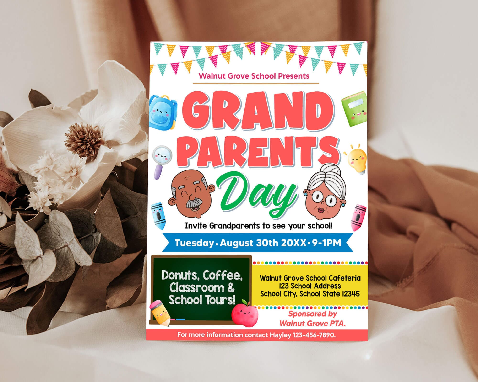 Editable Grandparents Day Flyer, Back to School PTA PTO Fundraiser ...