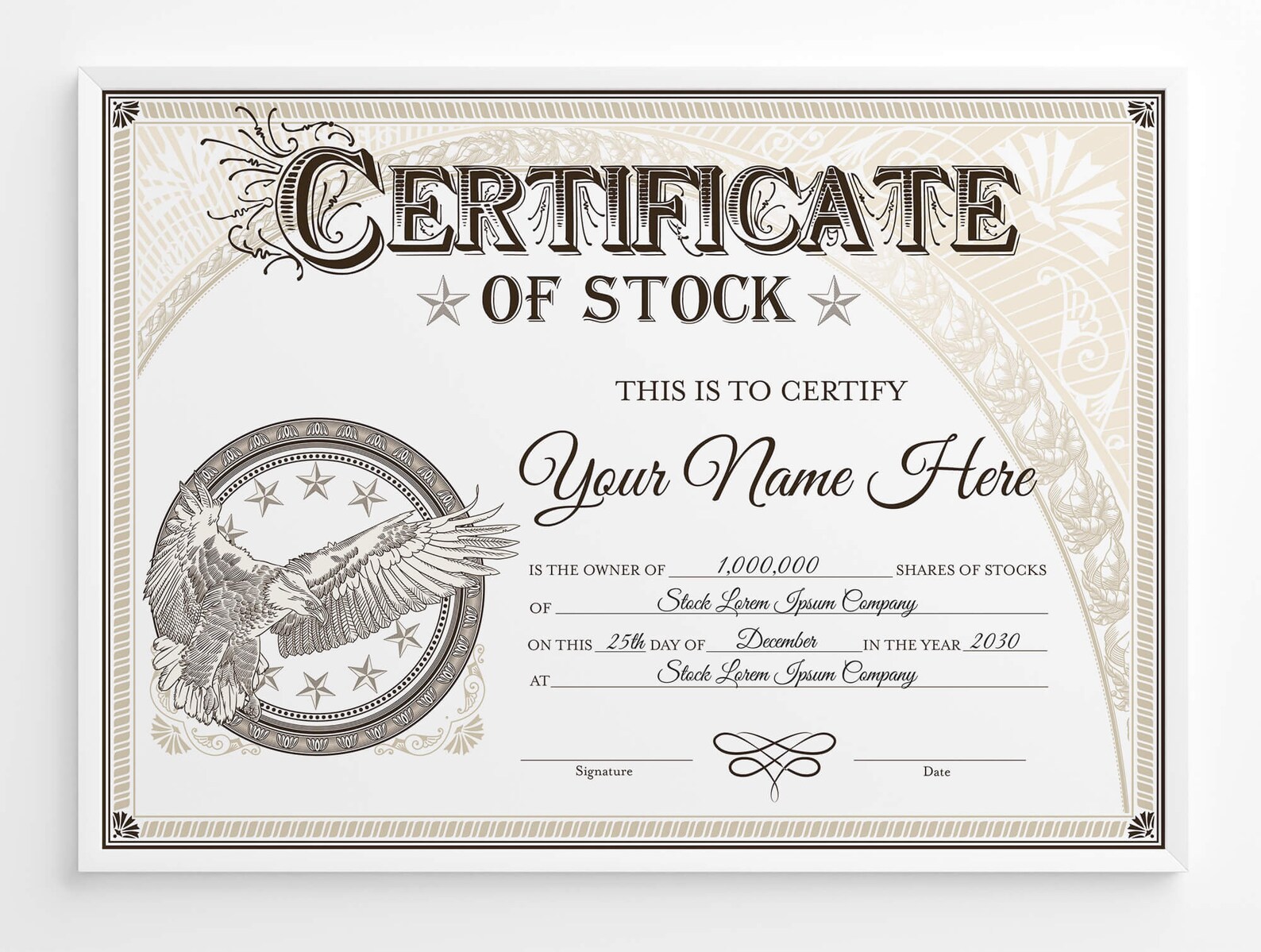DIY Stock Certificate Vintage Style, Editable Certificate of Stock ...