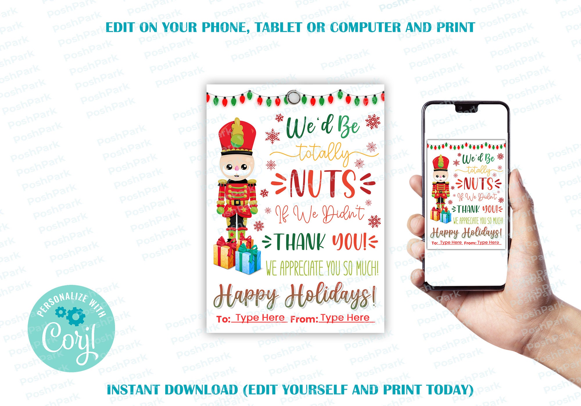 Editable Christmas Nut Gift Tags Staff Employee Nurse Teacher - Etsy