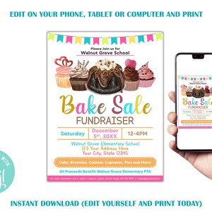 EDITABLE Bake Sale Flyer, Printable , PTO PTA Flyers, School Family ...