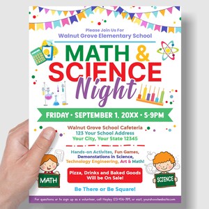 Editable Math and Science Night Flyer, PTO PTA School Flyer ...
