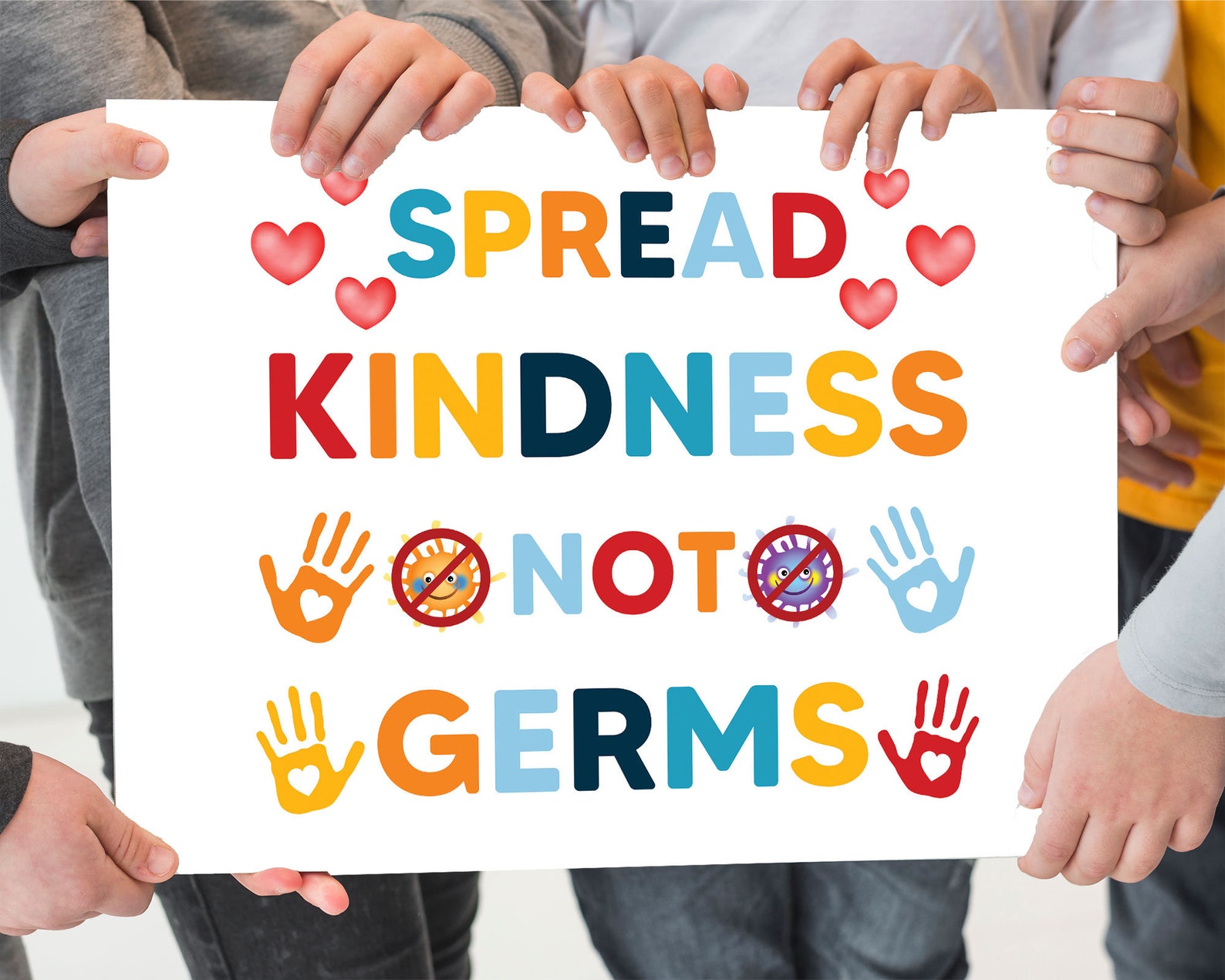 Printable Spread Kindness Not Germs Poster, PDF School Health Safety ...