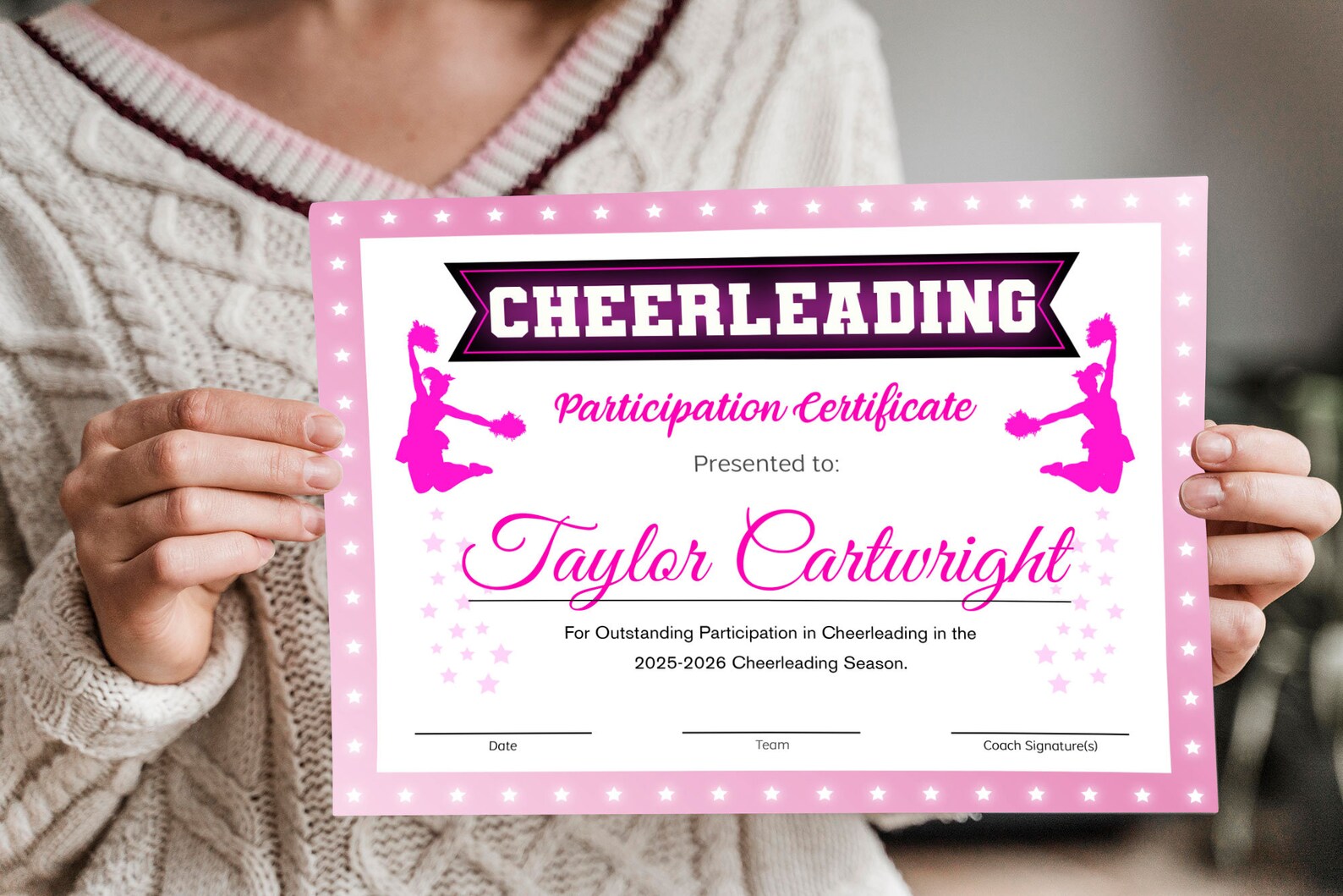 Editable Cheerleader Certificates Bundle, Cheer Team Gifts Purple and ...