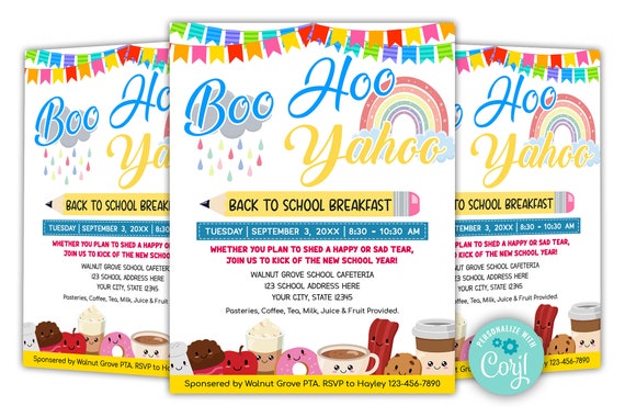 EDITABLE Boo Hoo Yahoo Back To School Breakfast Flyer, Back To School ...
