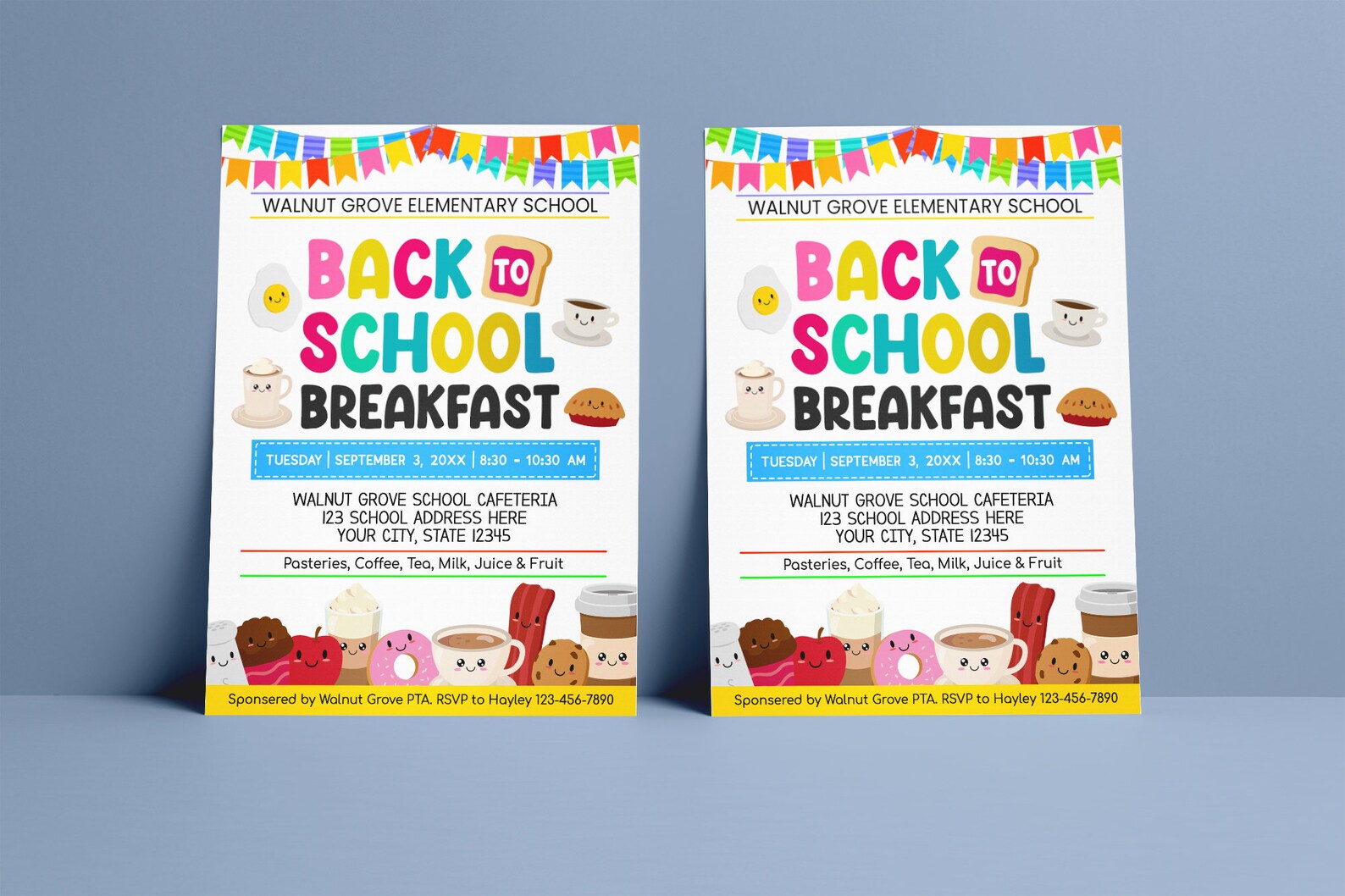 EDITABLE Back to School Breakfast Flyer Template, PTO PTA Fundraiser ...