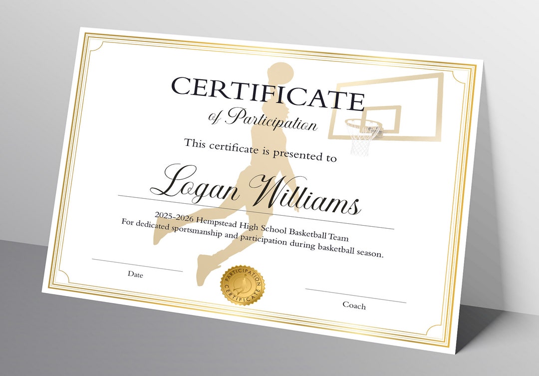 Editable Basketball Award Template for Boys, Basketball Certificate ...